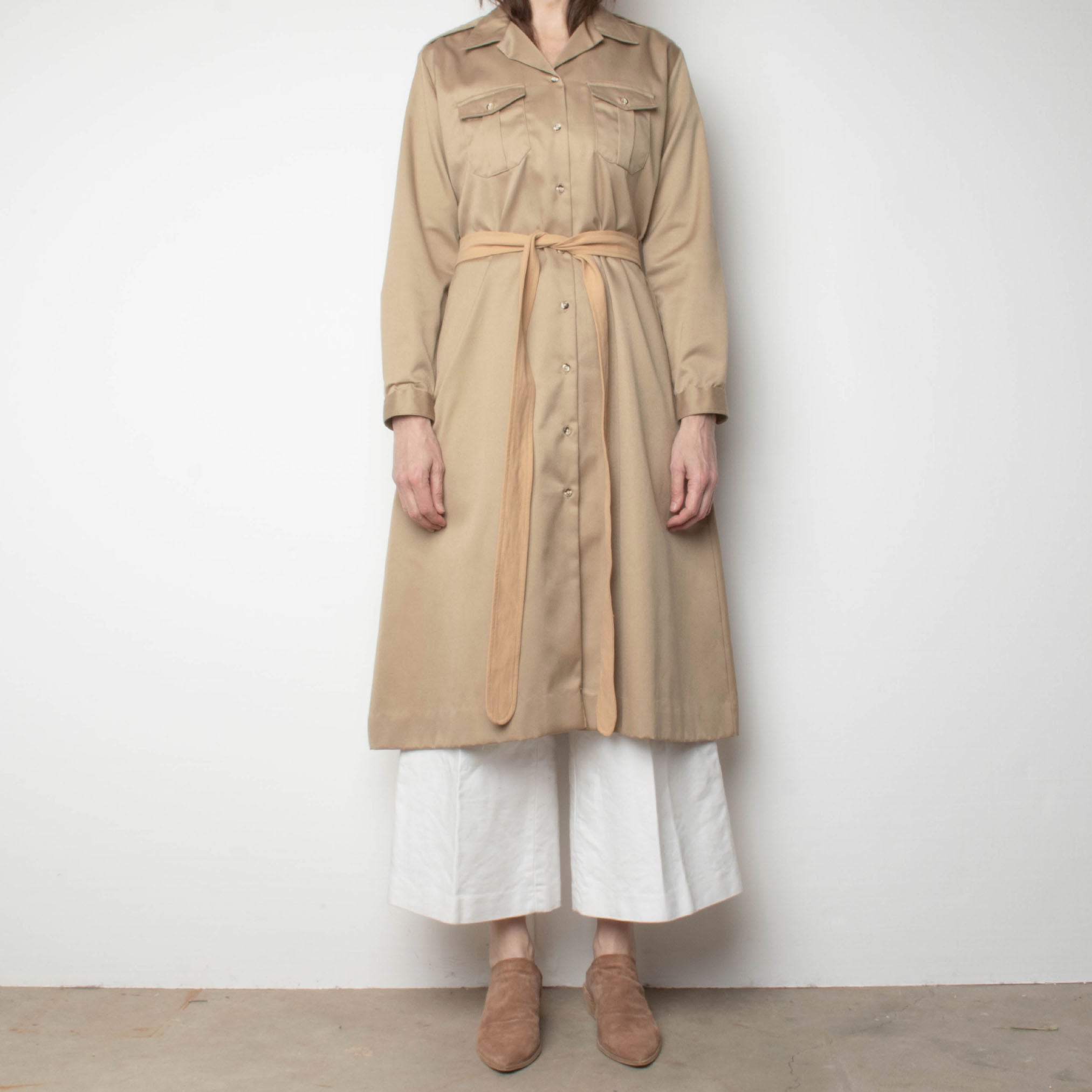 70s Tan Button-Down Shirtdress – maraina